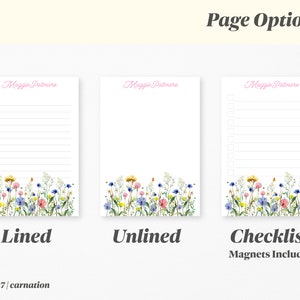 Personalized Floral Meadow Notepad, Floral Wildflowers in Aquarelle ...