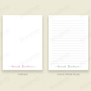 Personalized Notepad, Elegant Script Notepad With Uppercase Calligraphy ...