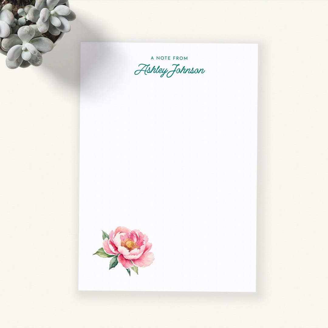 Personalized Floral Notepad With Name Custom Stationery Notepad Gift ...
