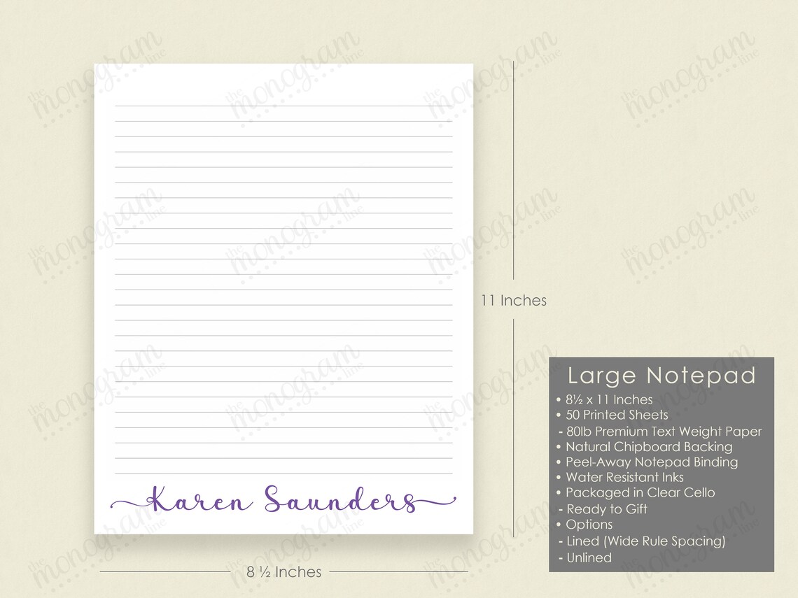 Personalized Notepad Elegant Script Notepad With Uppercase - Etsy