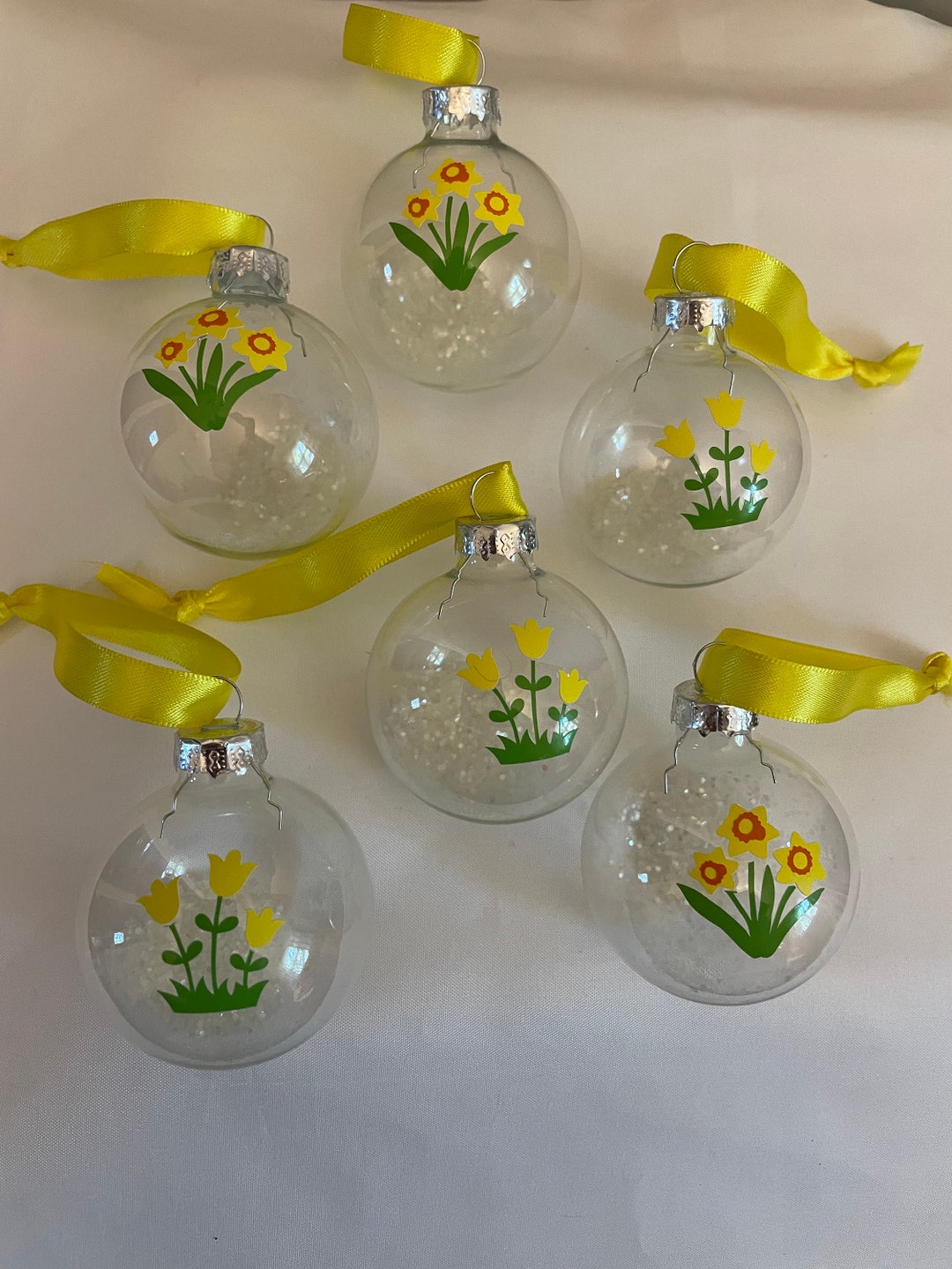 Springtime Flower Ornaments Set of 6 - Etsy