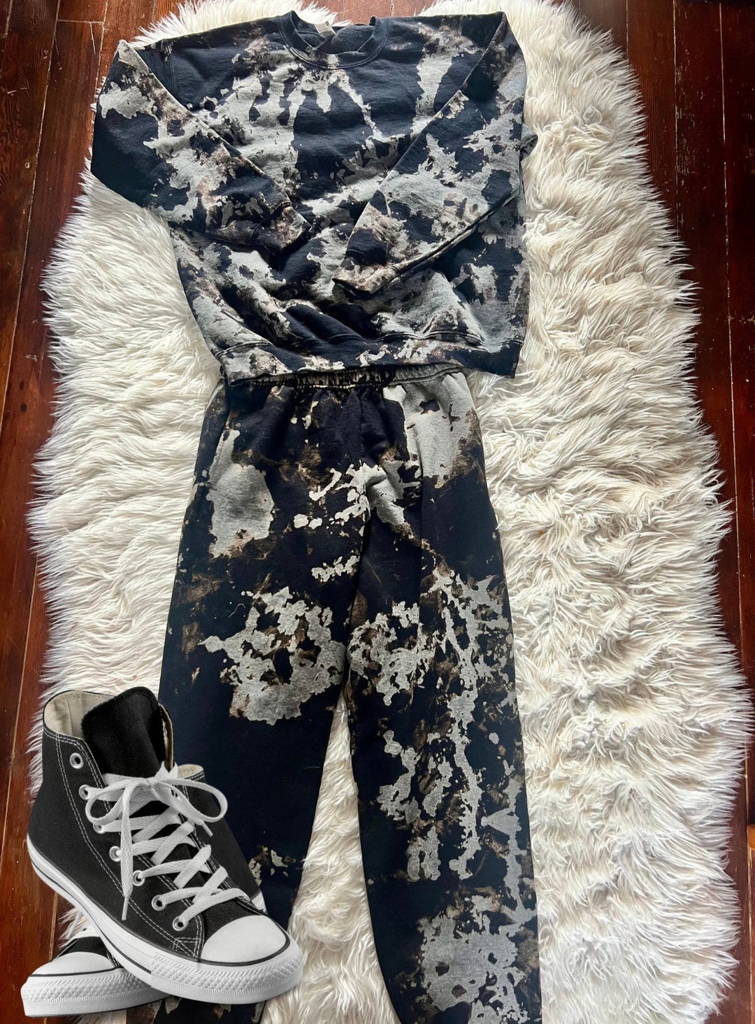 Reverse Tie Dye Sweatpants: Bleach Dyed, Distressed Vintage Look - Etsy