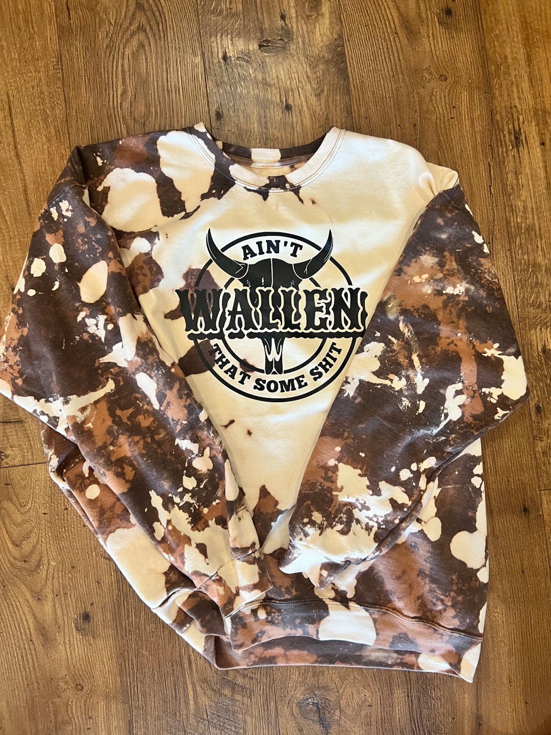 Wallen Western Bleached Sweatshirt Cow Hide Morgan Wallen Western ...