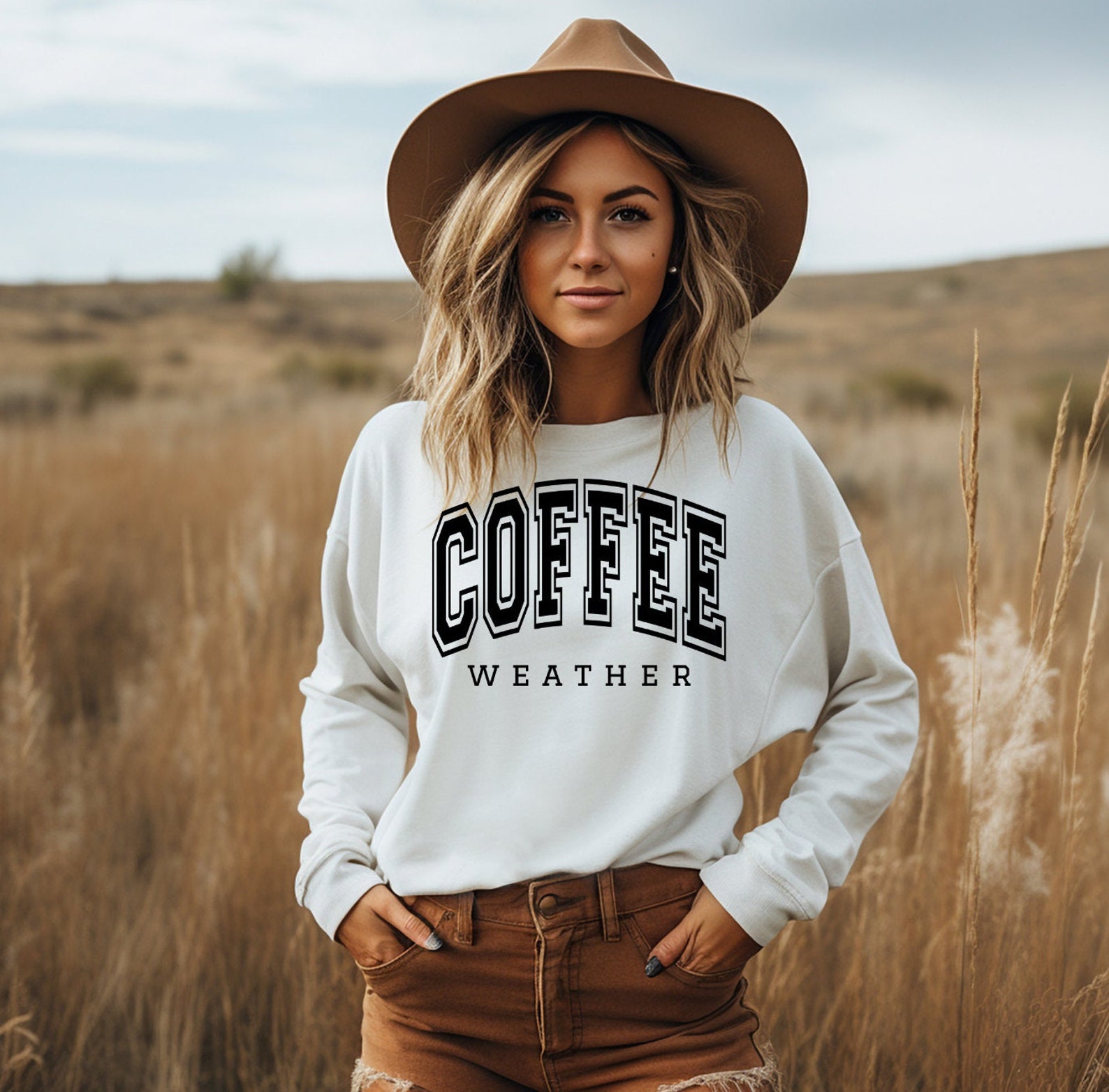 Coffee Weather Sweatshirt Coffee Lover Crewneck Autumn Woman Shirt ...