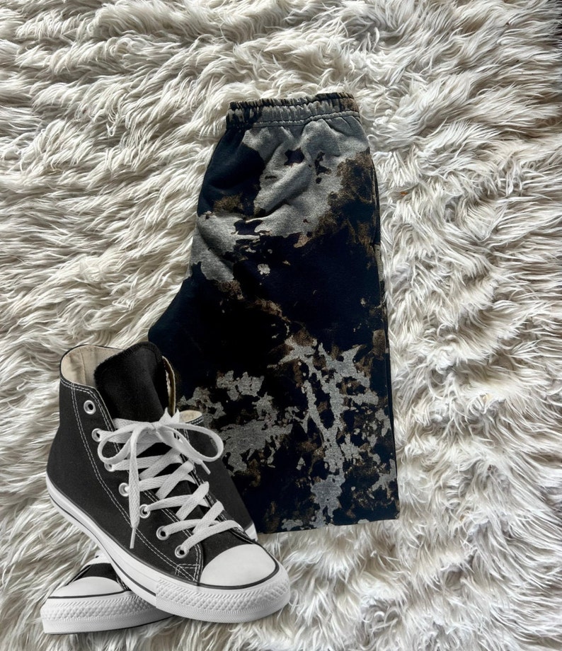 Reverse Tie Dye Sweatpants: Bleach Dyed, Distressed Vintage Look - Etsy