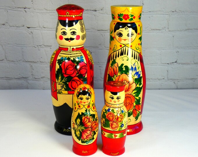 Vintage Russian Matryoshka Doll Rodnik Vodka Bottle Holder Salt and ...