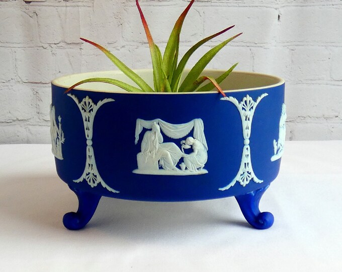 Antique Wedgewood Dipped Cobalt Dark Blue Jasperware White Bas Relief ...