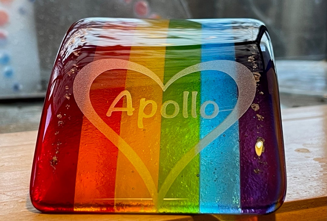 Fused Glass Rainbow Bridge Pet Memorial Arch Sun Catcher, Remembrance ...