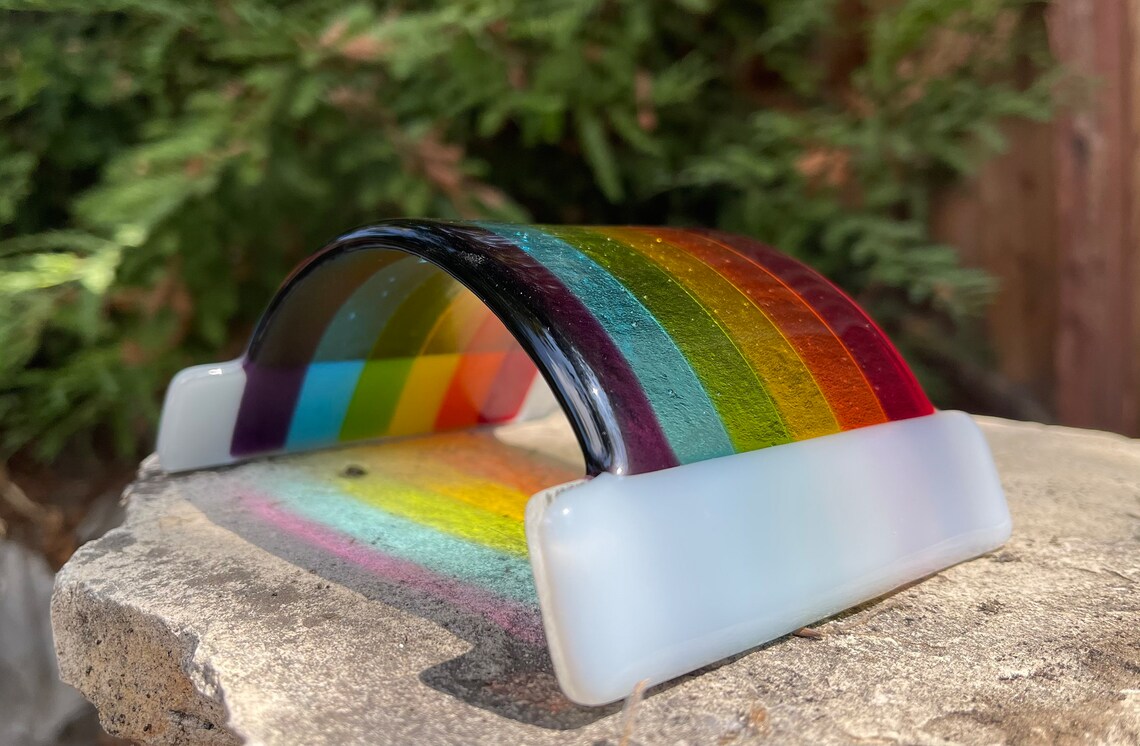 Personalizable Glass Rainbow Bridge in the Clouds Pet Memorial - Etsy