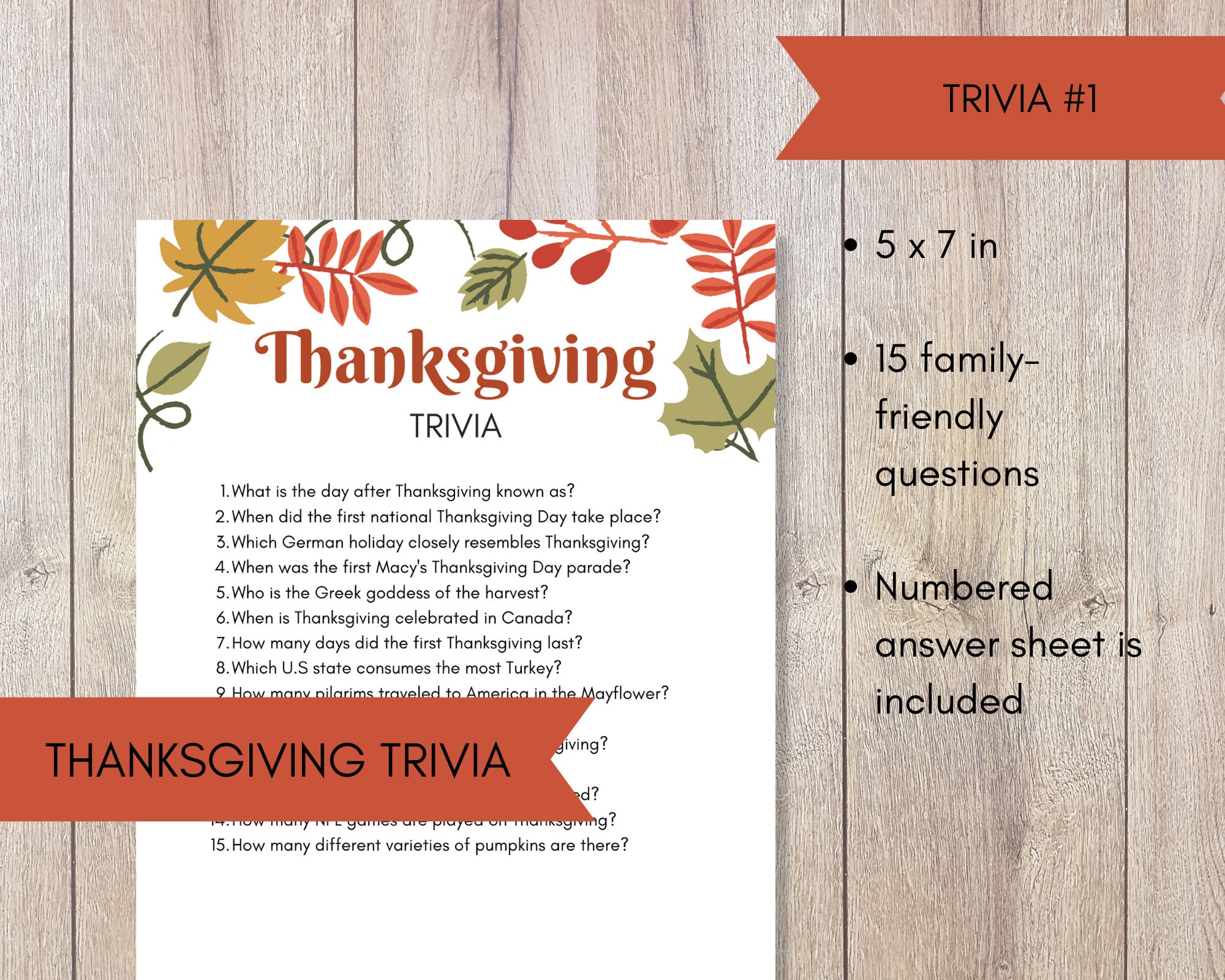 Thanksgiving Game Bundle of Three Thanksgiving Trivia Games for Family ...