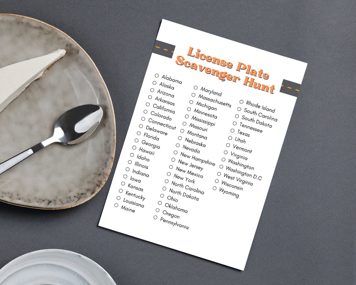 License Plate Scavenger Hunt, Roadtrip Game, Finding Game, Treasure ...