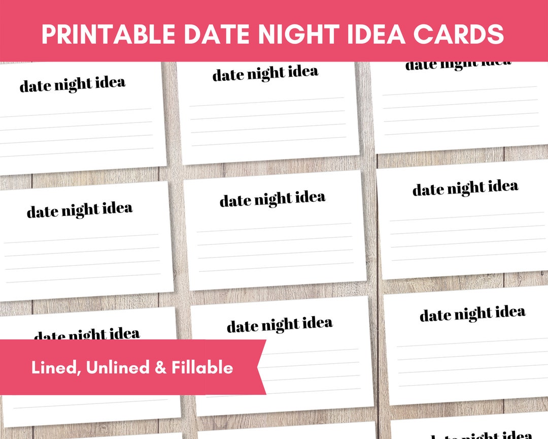 Date Night Ideas, Date Night Cards Printable, Fillable & Editable ...