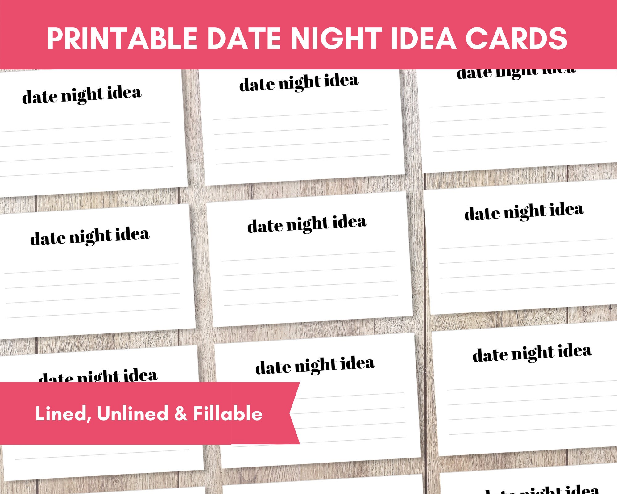 Date Night Ideas, Date Night Cards Printable, Fillable & Editable ...