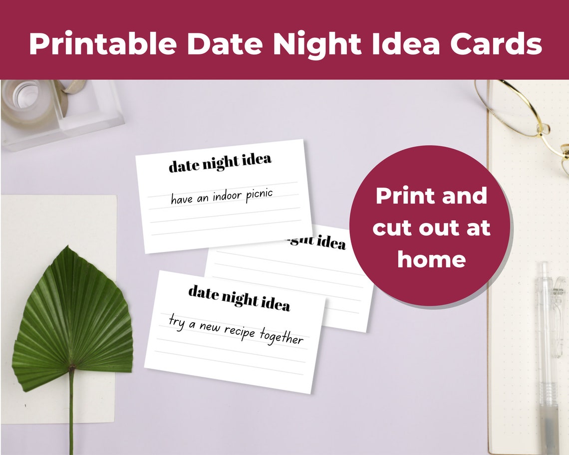 Date Night Ideas, Date Night Cards Printable, Fillable & Editable ...