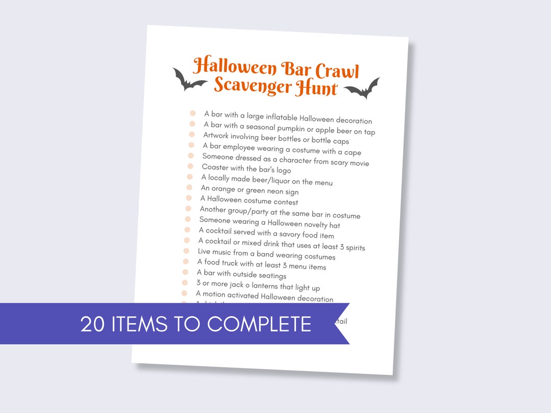 Halloween Bar Crawl Scavenger Hunt, Adult Treasure Hunt for Group ...