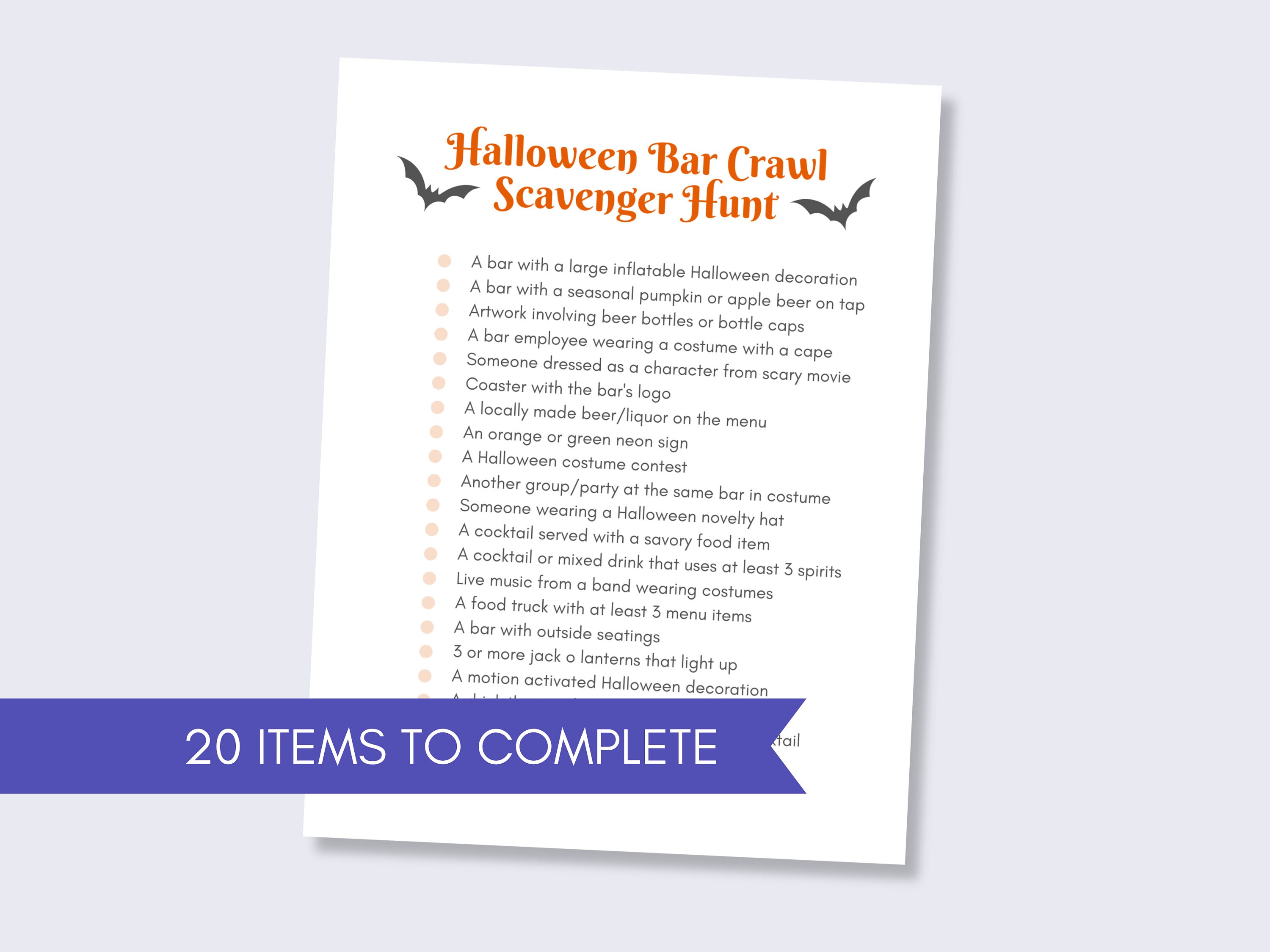 Halloween Bar Crawl Scavenger Hunt, Adult Treasure Hunt for Group ...