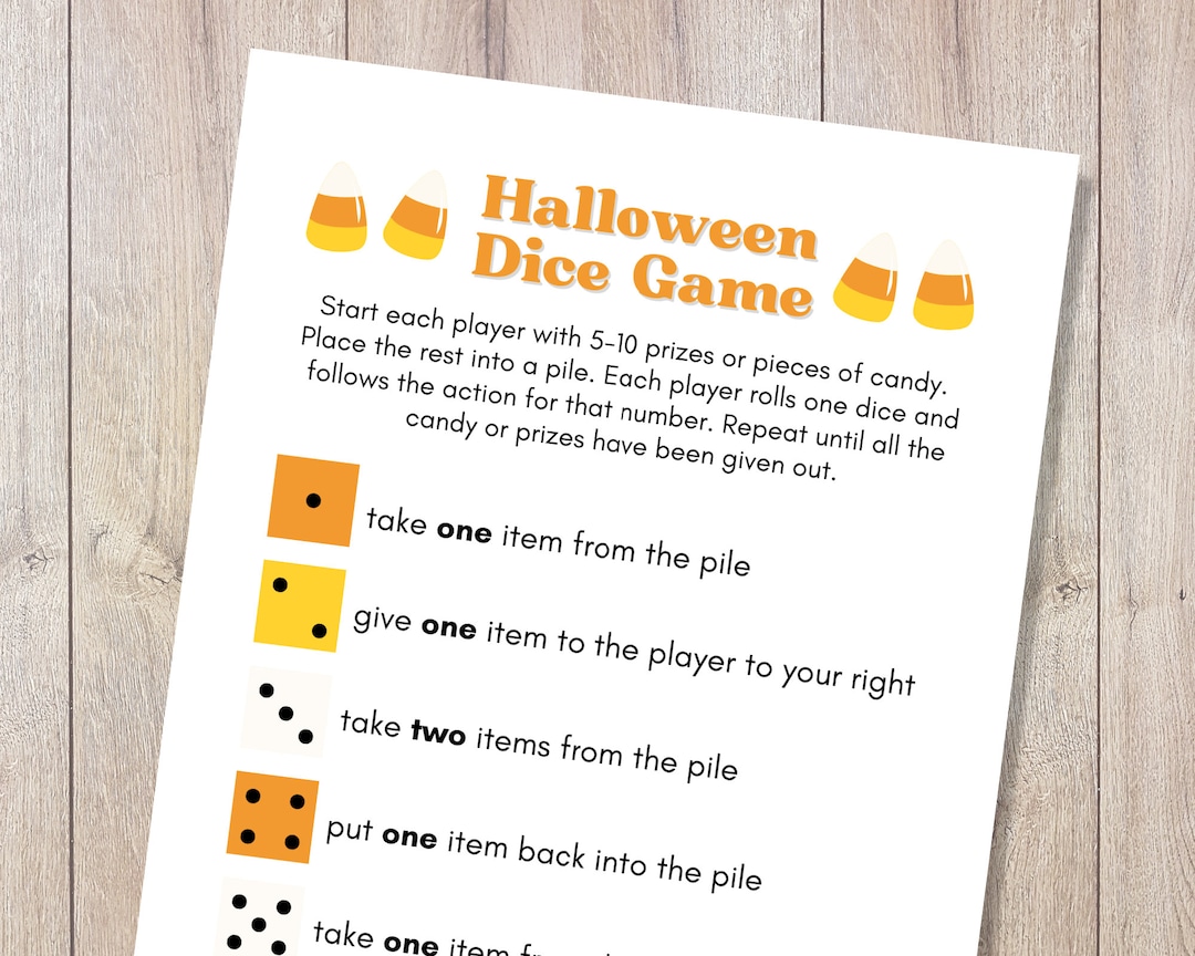 Halloween Dice Game, Halloween Party, Candy Dice Game, Halloween Dice ...