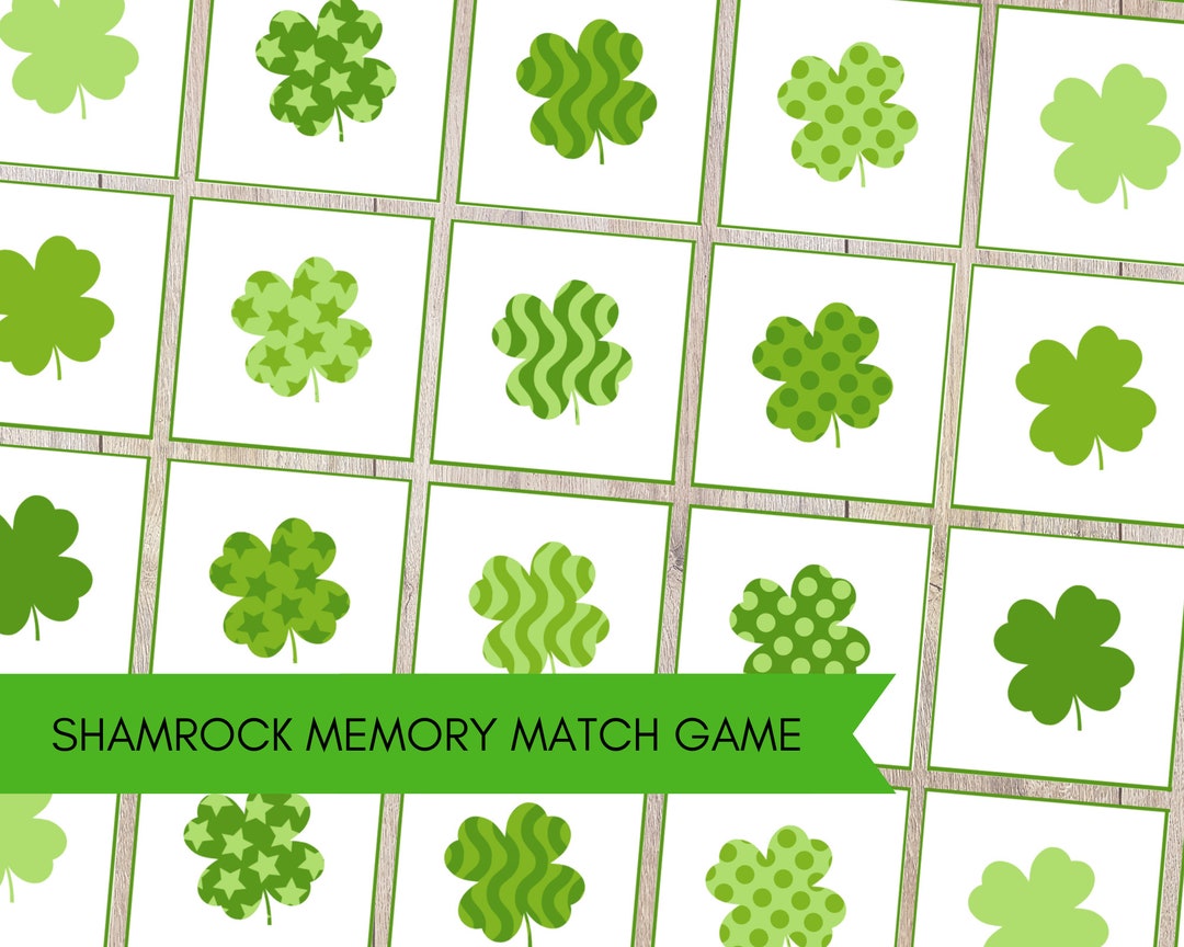 Shamrock Memory Match Game, Memory Game, Family Game Night, Rainy Day ...