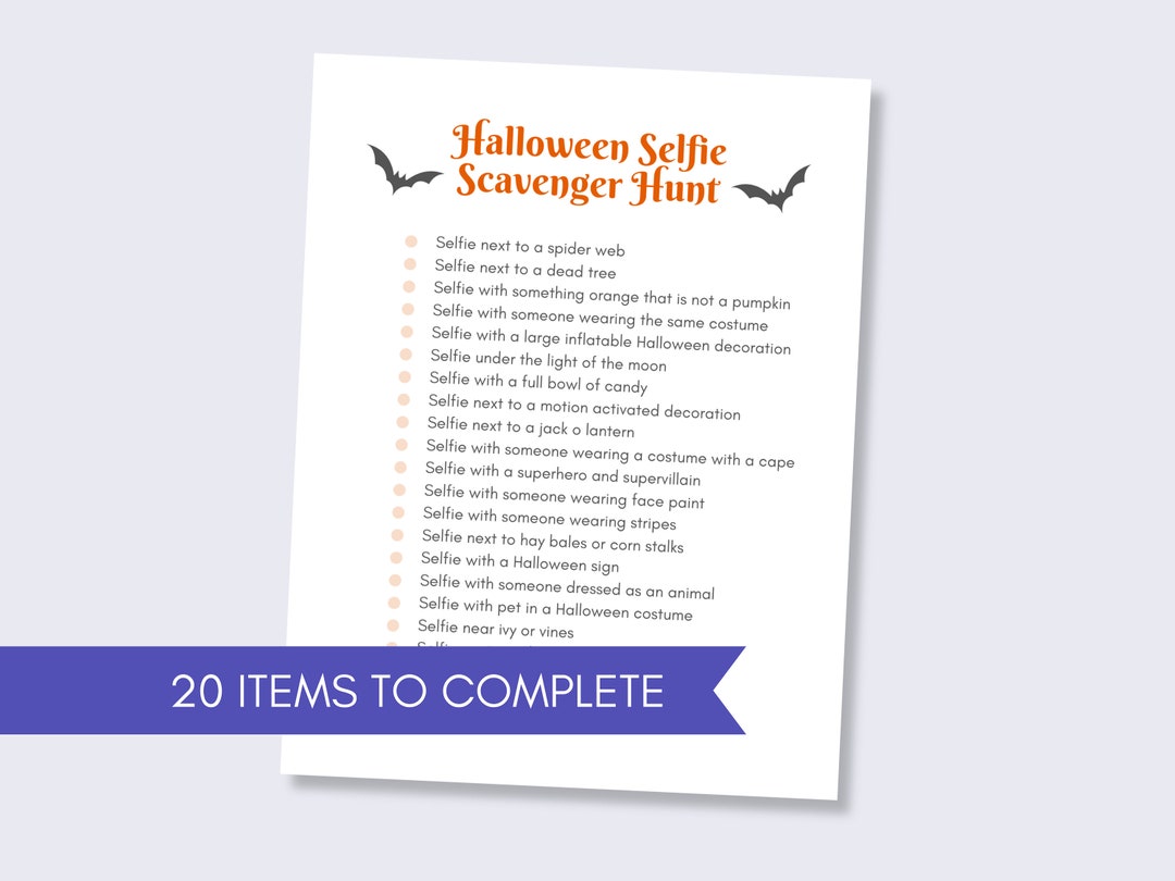 Halloween Selfie Scavenger Hunt, Outdoor Selfie Photo Scavenger Hunt ...