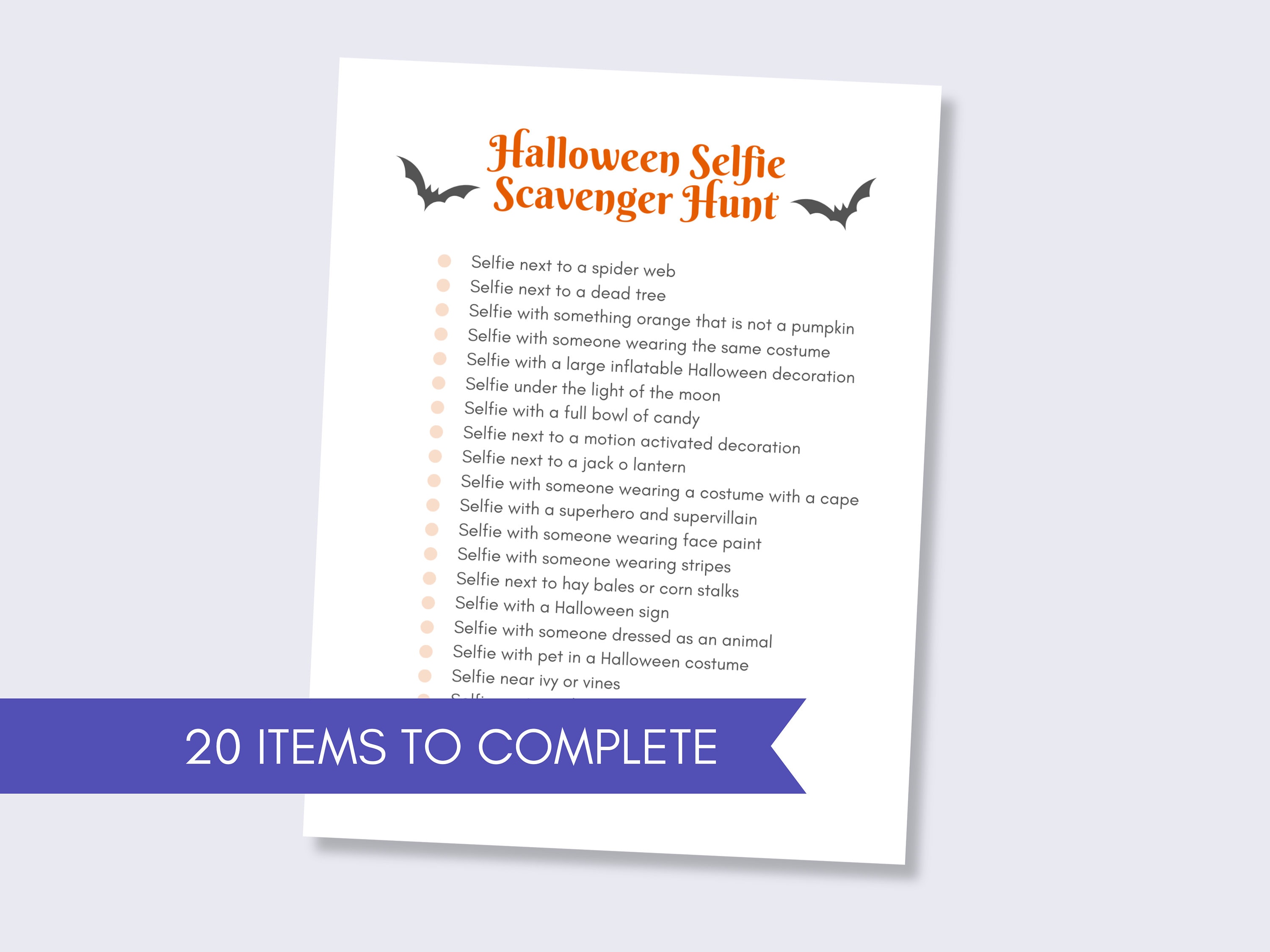 Halloween Selfie Scavenger Hunt, Outdoor Selfie Photo Scavenger Hunt ...