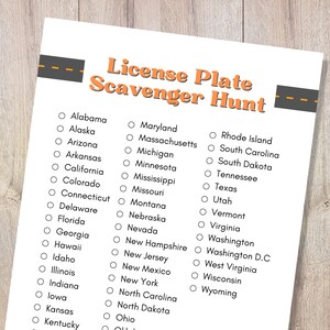 License Plate Scavenger Hunt, Roadtrip Game, Finding Game, Treasure ...