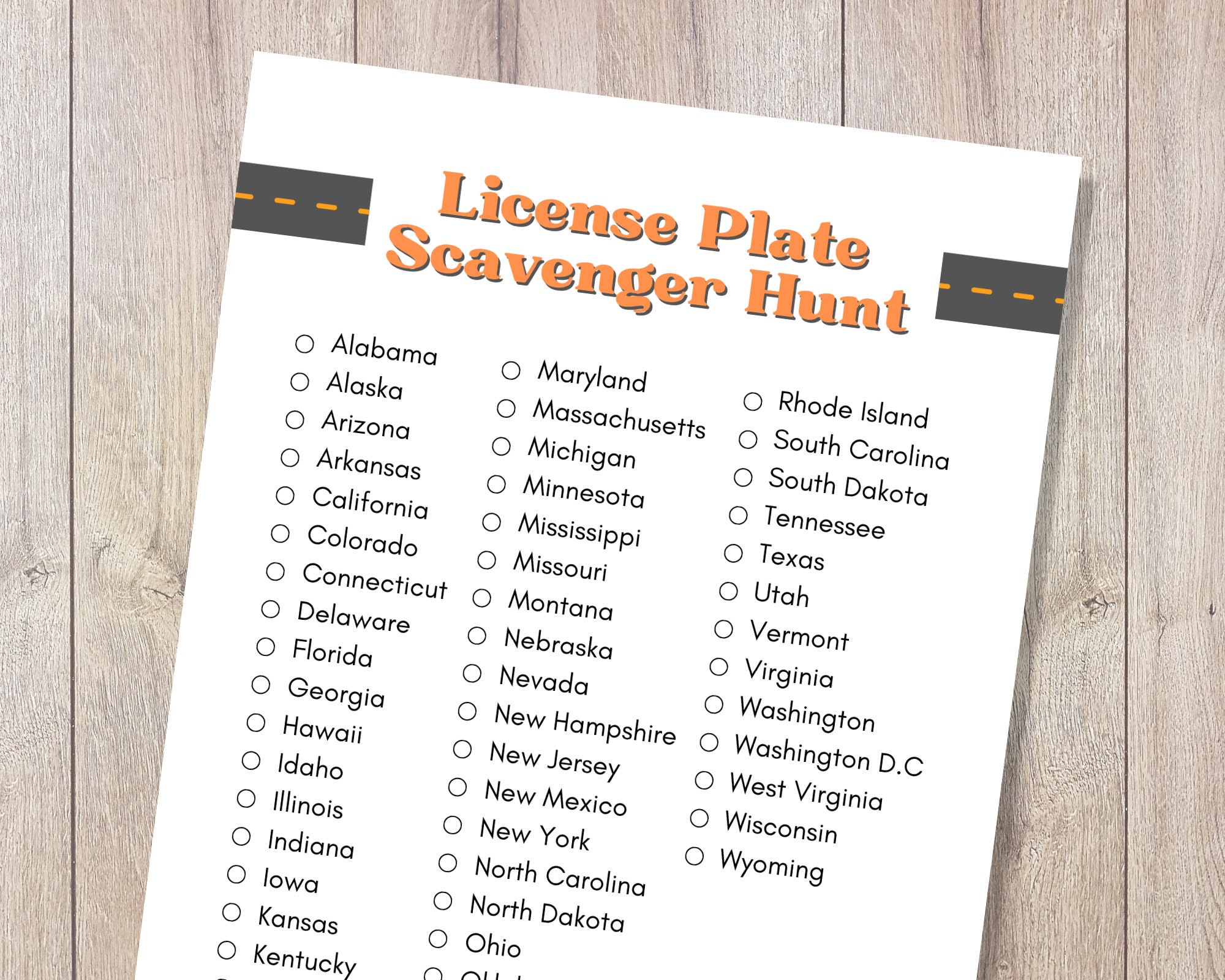 License Plate Scavenger Hunt, Roadtrip Game, Finding Game, Treasure ...