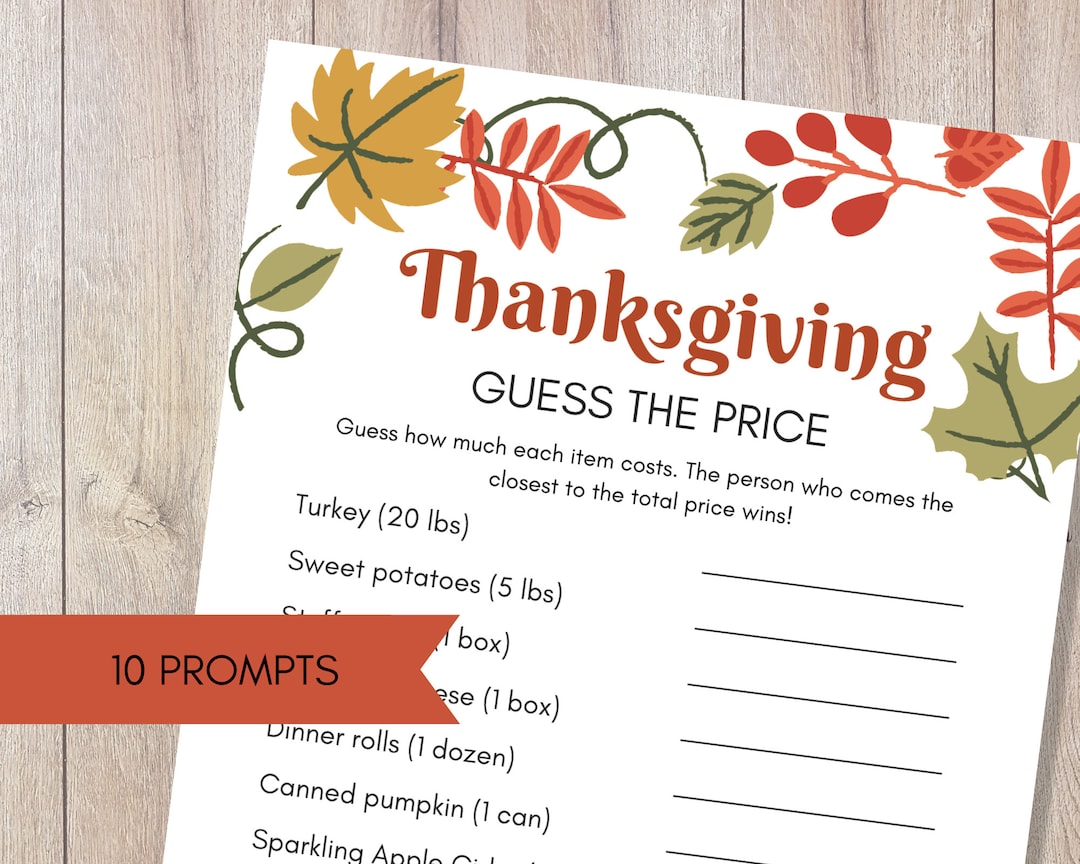 Thanksgiving Guess the Price Game, Thanksgiving Group Activity for ...