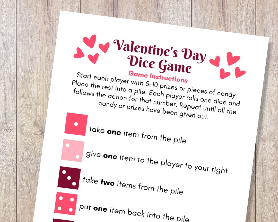 Valentine’s Dice Game, Valentine’s Candy Dice Game for Kids & Family ...