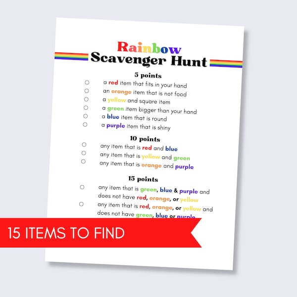 Rainbow Scavenger Hunt - Etsy