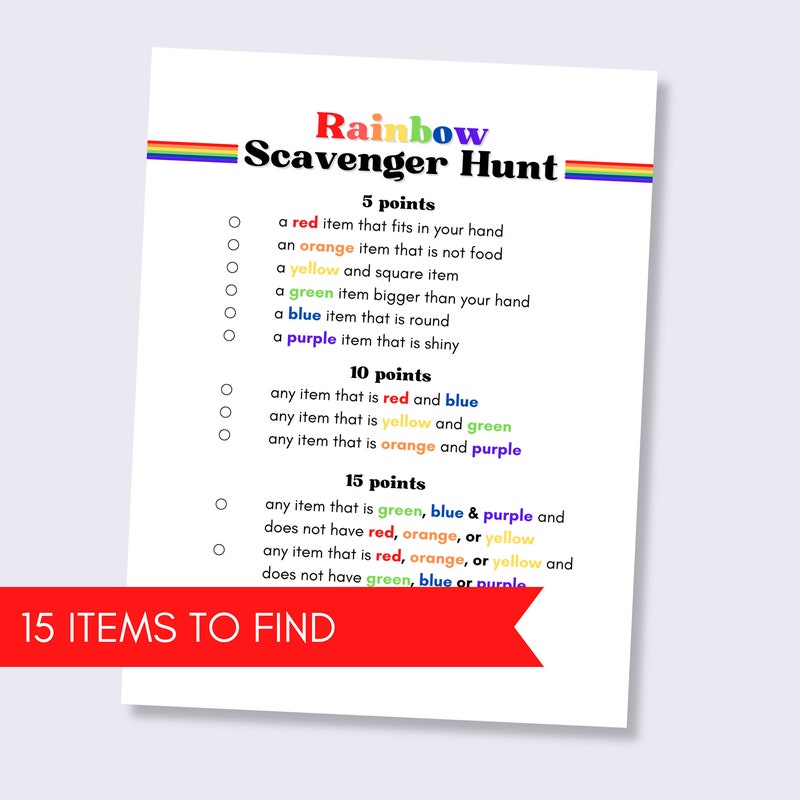 Rainbow Scavenger Hunt - Etsy