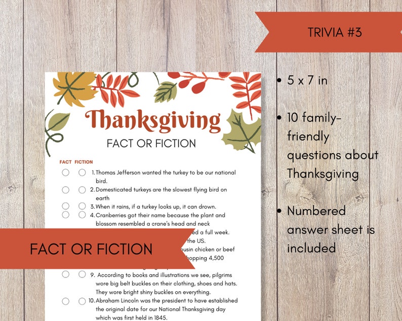 Thanksgiving Game Bundle of Three Thanksgiving Trivia Games for Family ...