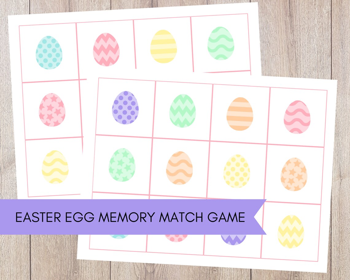 Easter Egg Memory Match Kid's Game, Printable Instant Download ...
