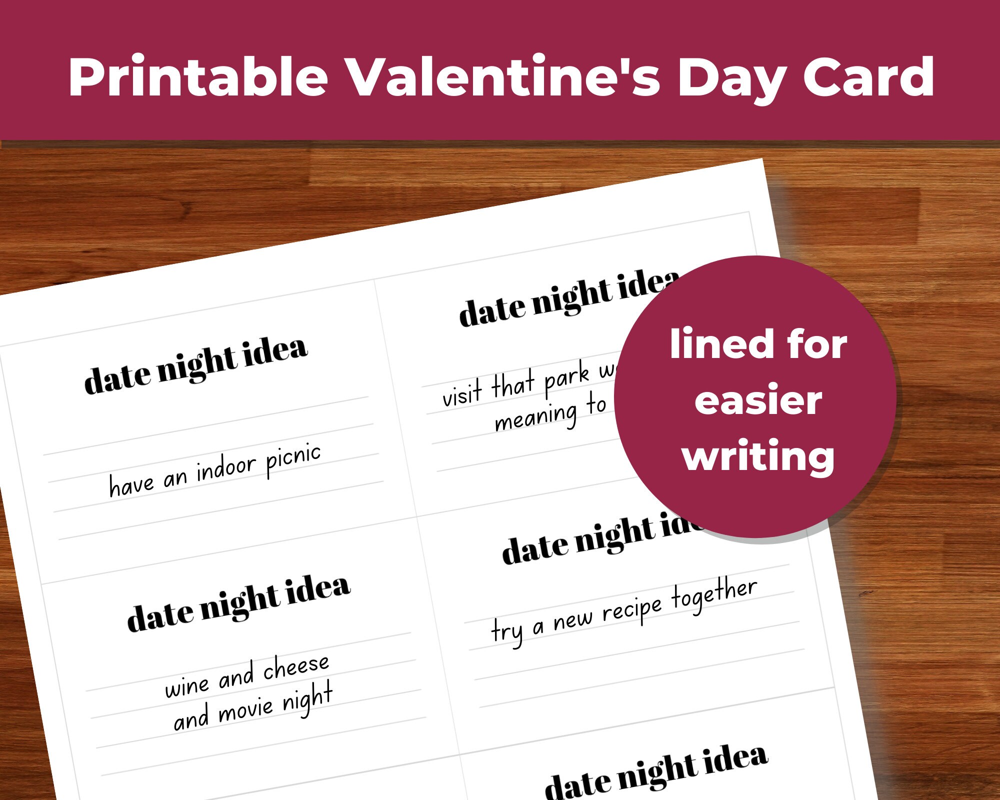 Date Night Ideas, Date Night Cards Printable, Fillable & Editable ...