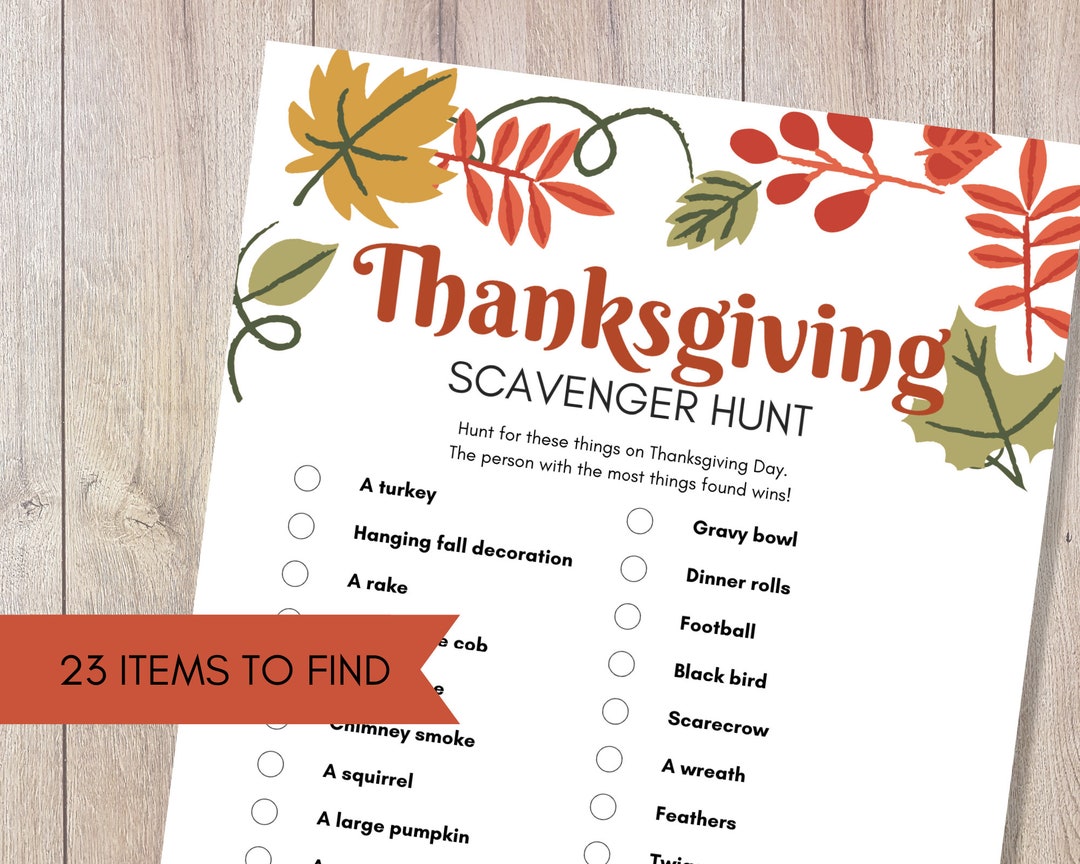 Thanksgiving Scavenger Hunt Game, Thanksgiving Group Activity for Kids ...