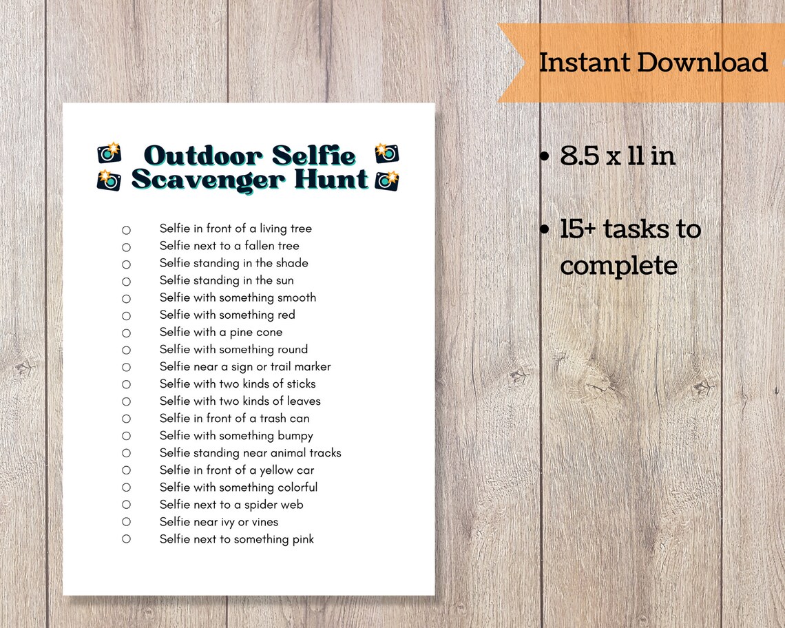 Outdoor Selfie Scavenger Hunt Road Trip Game Treasure Hunt - Etsy
