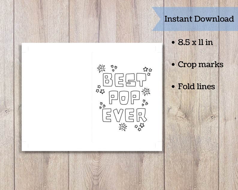Father's Day Printable Card, Best Pop Ever, Print & Color, Gift From ...