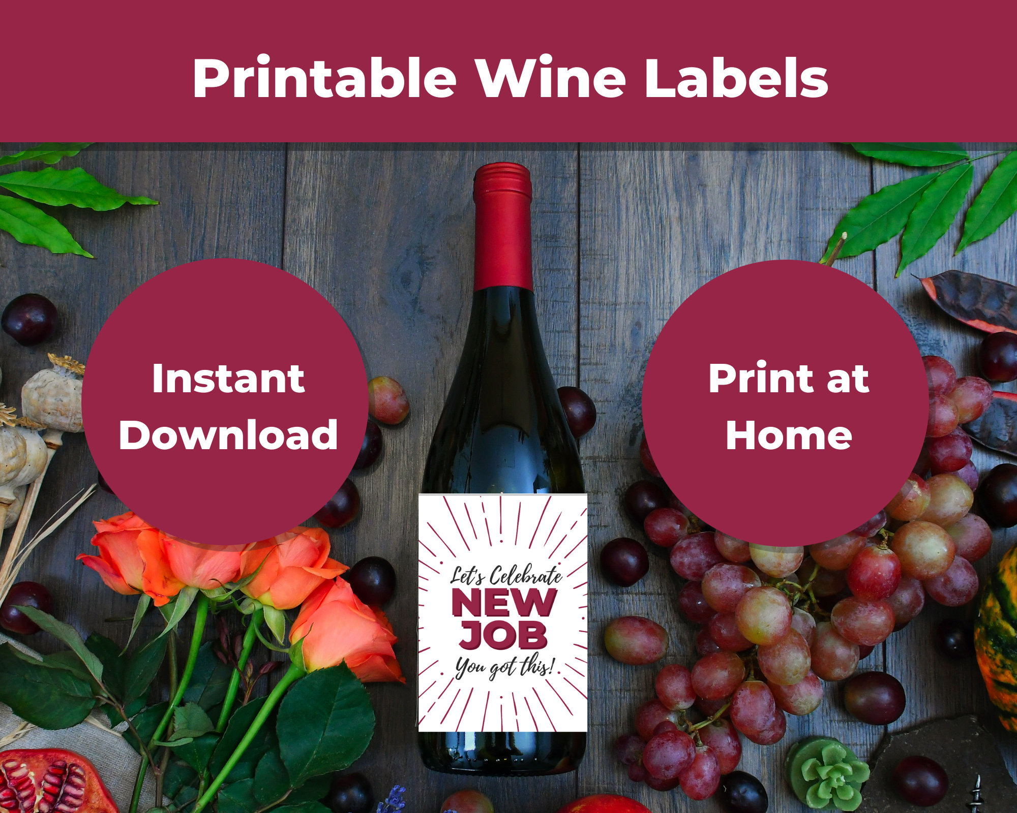 Printable Wine Labels, Instant Download | Life Events, Celebration, New ...