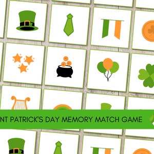 Saint Patrick's Day Match Game, Memory Game, Family Game Night, Rainy ...