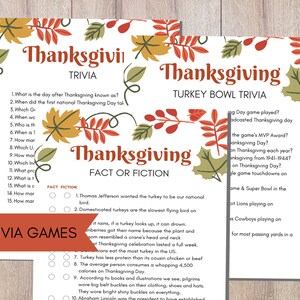 Thanksgiving Game Bundle of Three Thanksgiving Trivia Games for Family ...