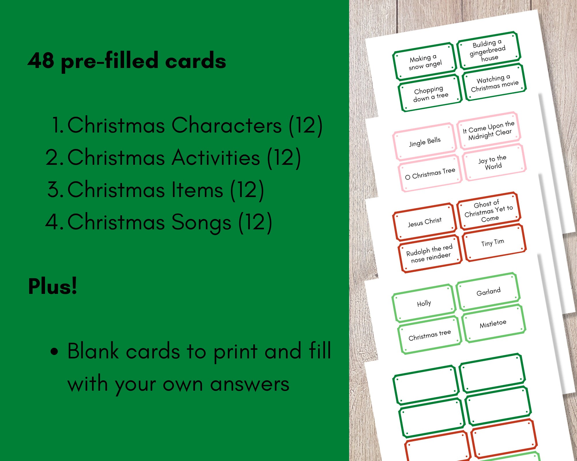 Christmas Charades, 48 Christmas Themed Charades Cards, Family Friendly ...