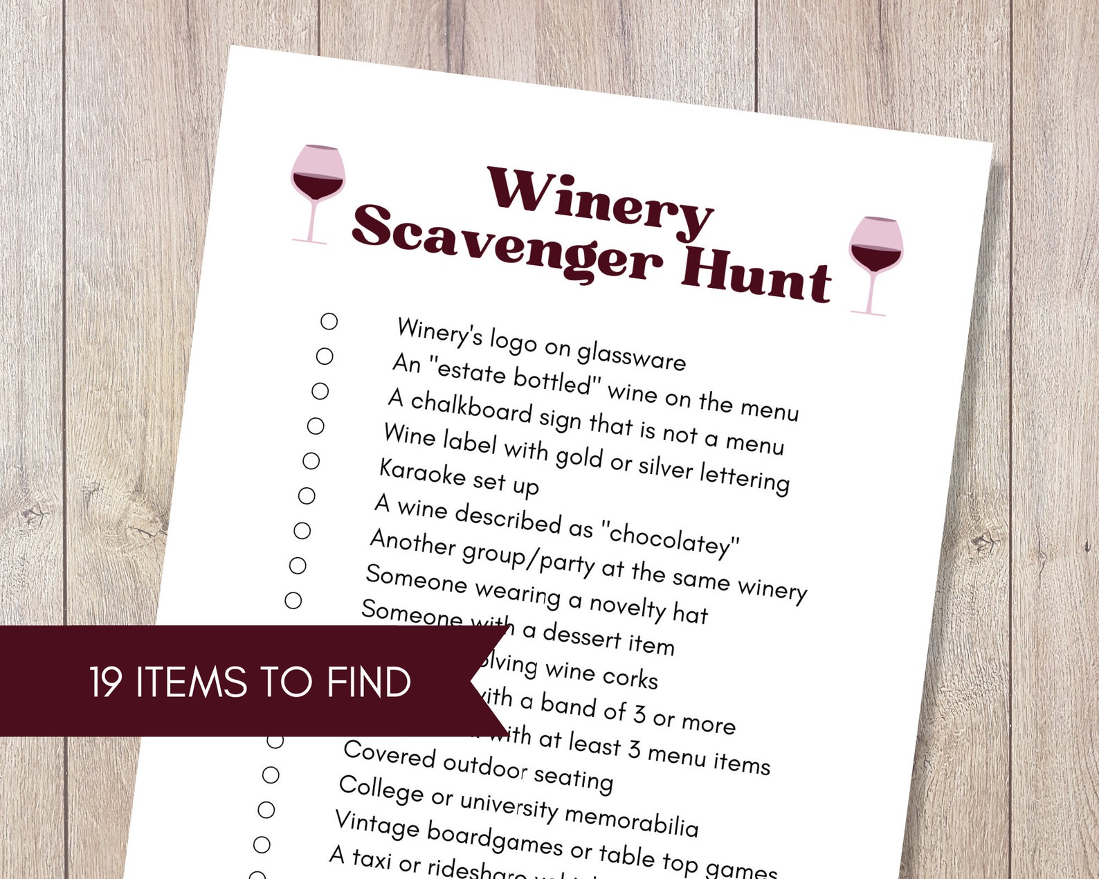 Winery Scavenger Hunt Bachelorette Clean Scavenger Hunt - Etsy