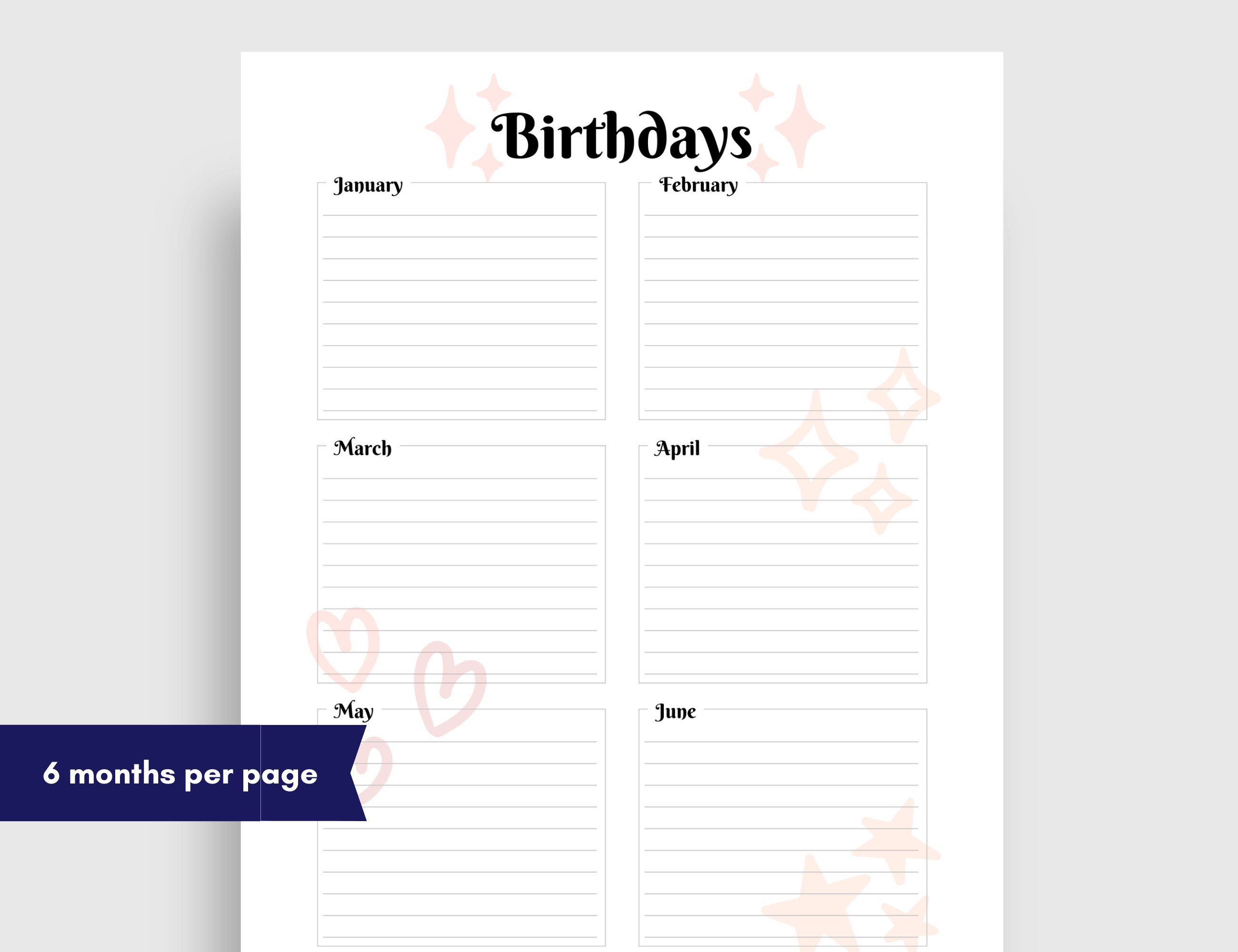 Birthday Tracker Printable, Birthday Reminder List, Birthday Planner ...
