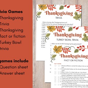Thanksgiving Game Bundle of Three Thanksgiving Trivia Games for Family ...