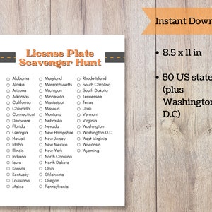 License Plate Scavenger Hunt, Roadtrip Game, Finding Game, Treasure ...