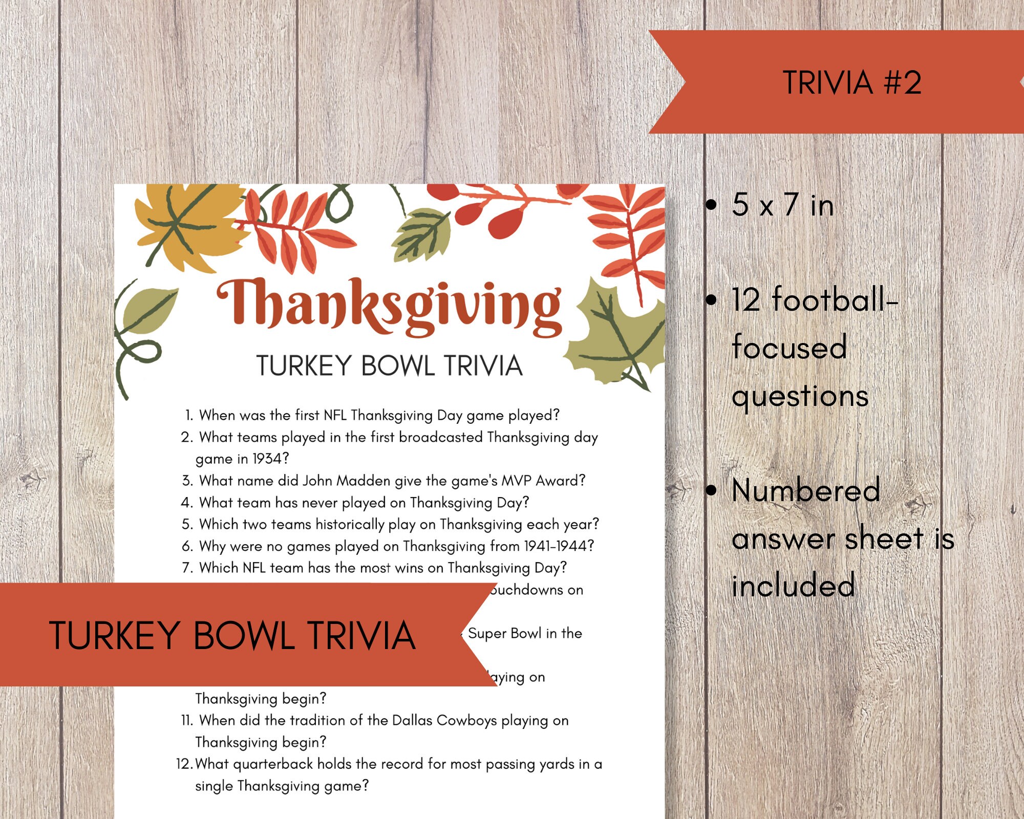 Thanksgiving Game Bundle of Three Thanksgiving Trivia Games for Family ...