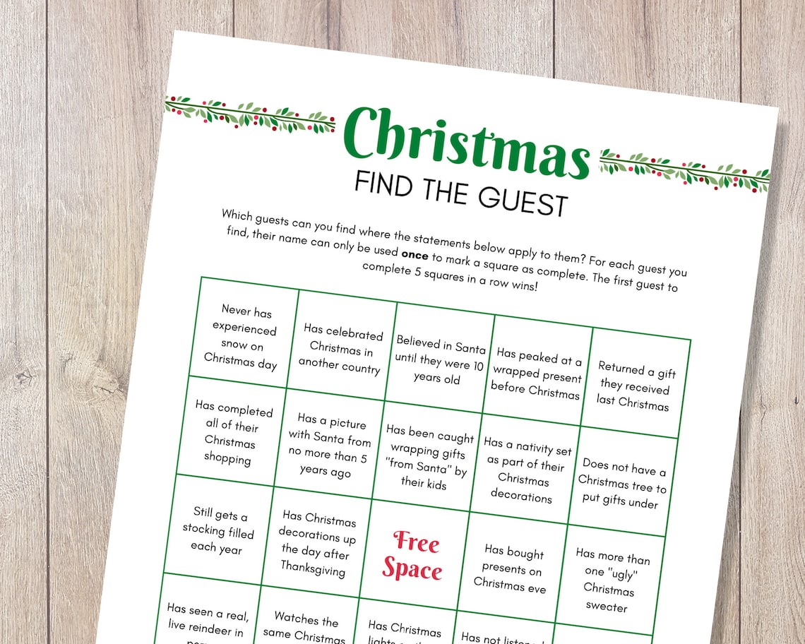 Christmas Find the Guest Game, Christmas Party Game for Adults ...