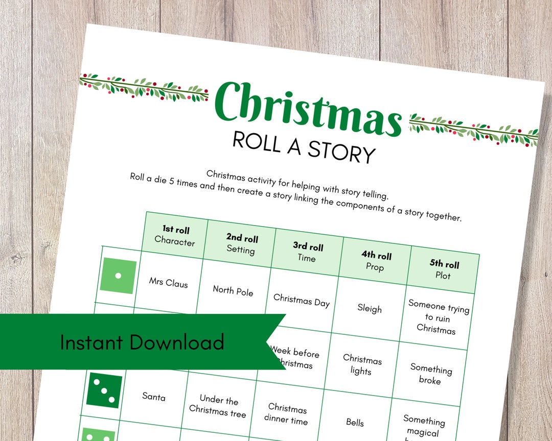 Christmas Roll a Story, Christmas Story Writing Activity, Christmas ...