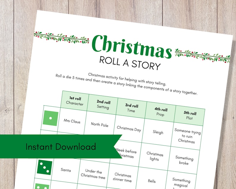 Christmas Roll a Story, Christmas Story Writing Activity, Christmas ...