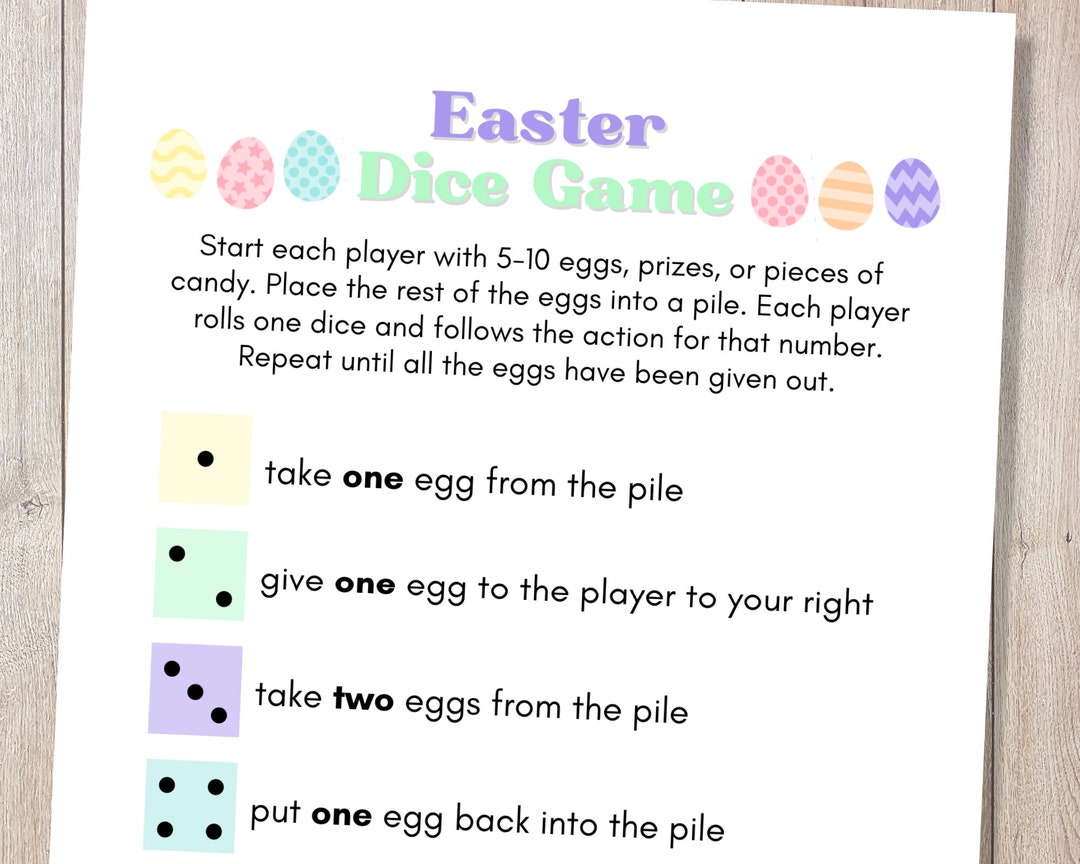 Easter Dice Game, Easter Dice Activity for Kids & Family, Easter Egg ...