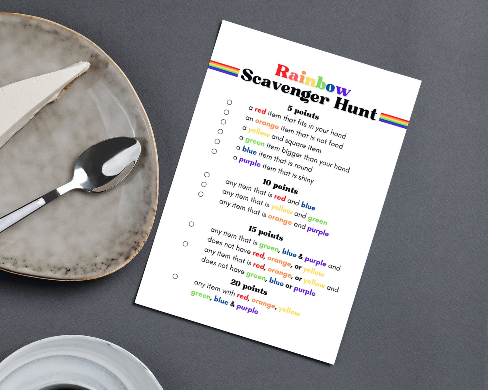 Rainbow Scavenger Hunt Treasure Hunt for Kids Instant | Etsy